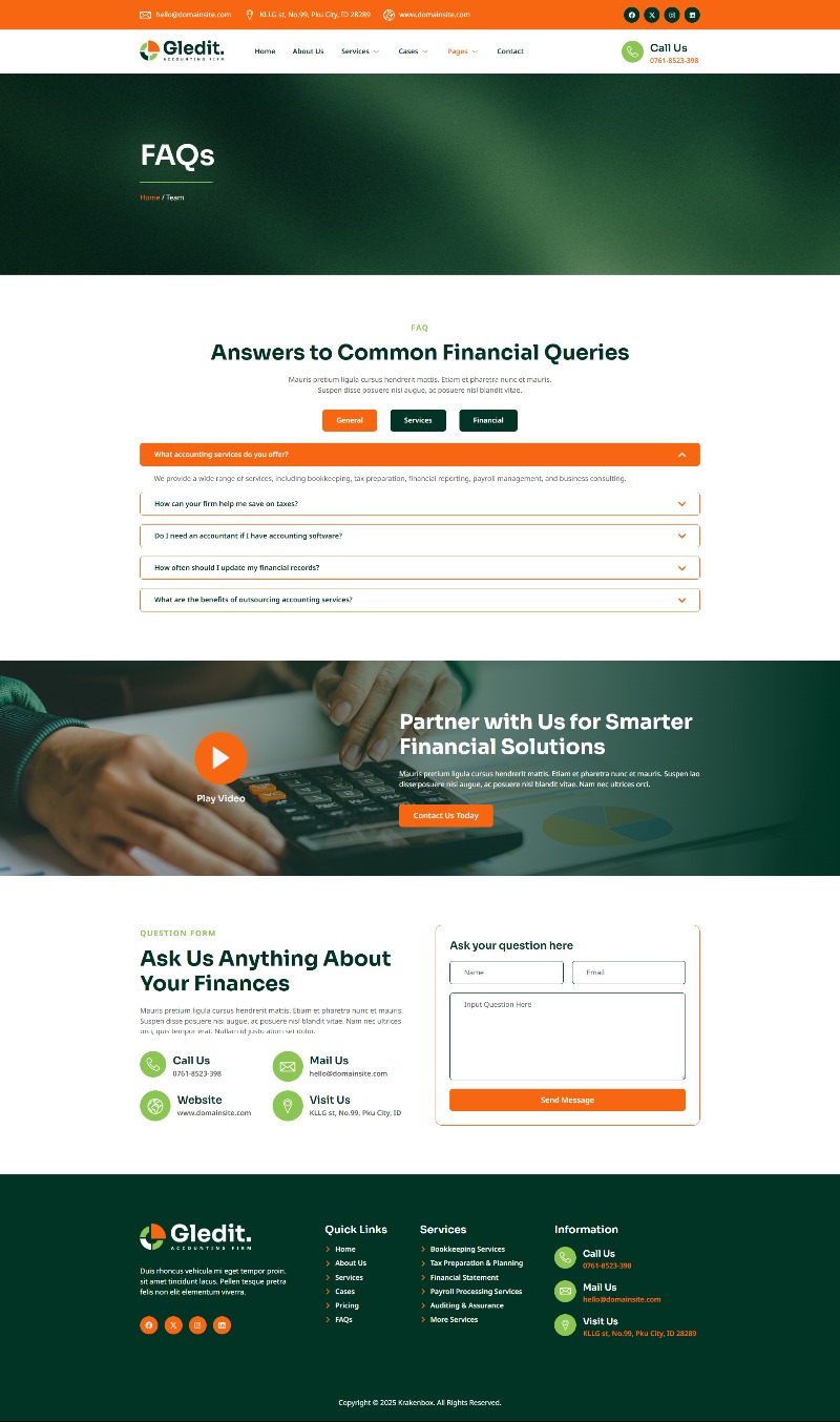 Gledit - Accounting Firm Elementor Template Kit by Krakenbox | ThemeForest